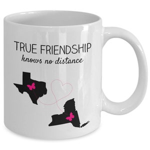 Long Distance Friend Coffee Mug Gift Tea Cup True Friendship Knows No ...
