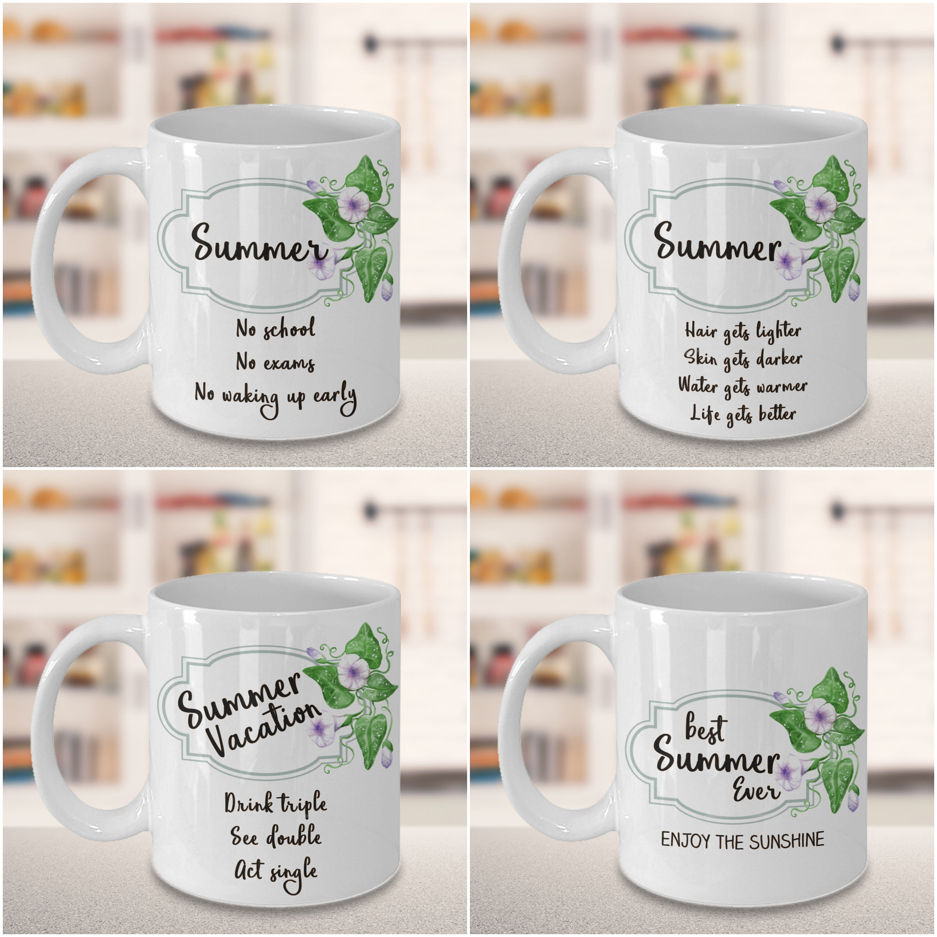 Hello Summer Mug Gift Beach Mug Coffee Floral Mug Tea - Etsy