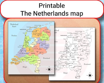 The Netherlands Map Digital Download Printable - Etsy