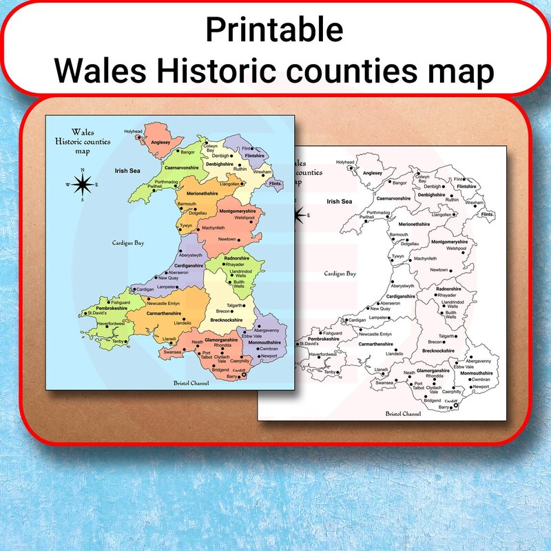 Historic Map of Wales - Etsy