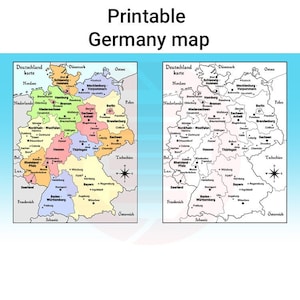 Printable Germany Map Deutschland Political Map Travel Map Plans Study ...