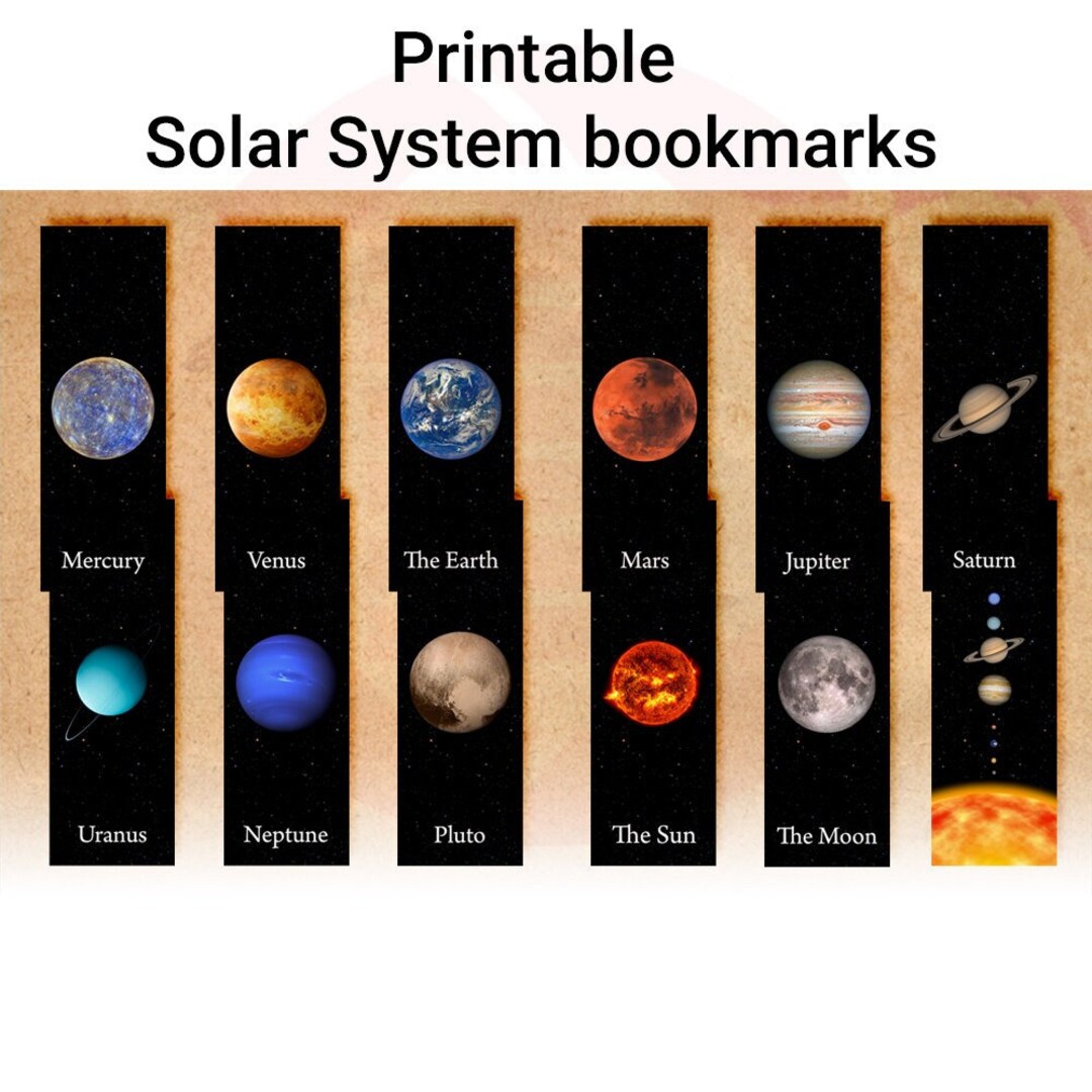 Printable Bookmarks Solar System Planets Astronomy Bookmarks Digital ...