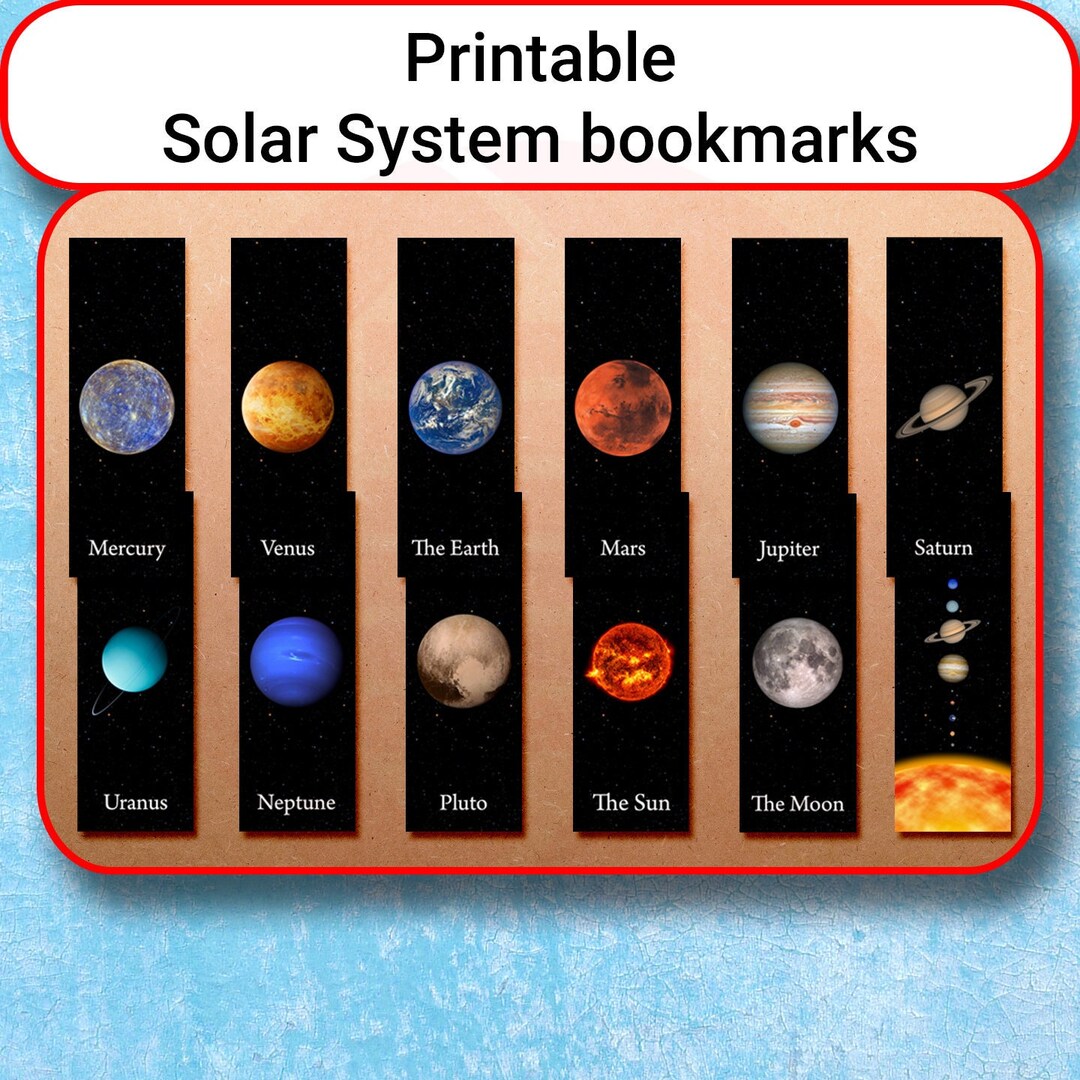 Printable Bookmarks Solar System Planets Astronomy Bookmarks Digital ...