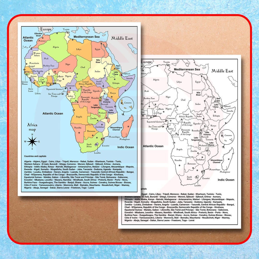 Printable Africa Map Africa Travel Map African Continent Countries ...