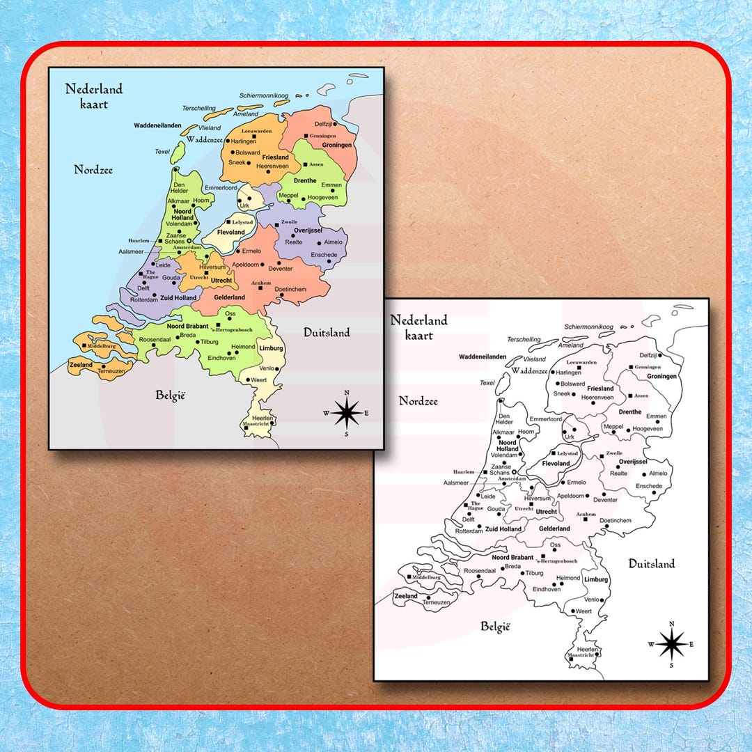 Printable Netherlands Political Map Travel Plans School Study Digital ...