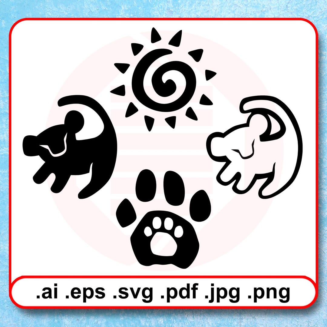 Simba Silhouette SVG Clipart Cut Files Circle of Life Vector Decal ...