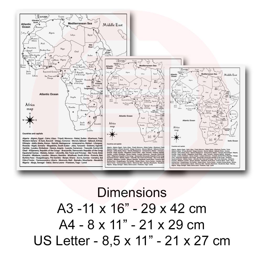 Printable Africa Political Map Continent Countries School Map Travel ...