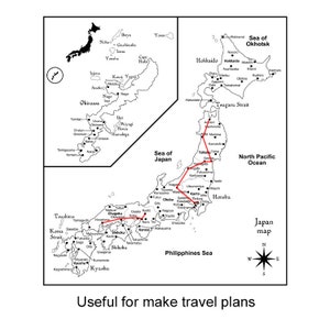 Printable Japan Map Japan Travel Map Plans Home Decor Room Wall Art ...