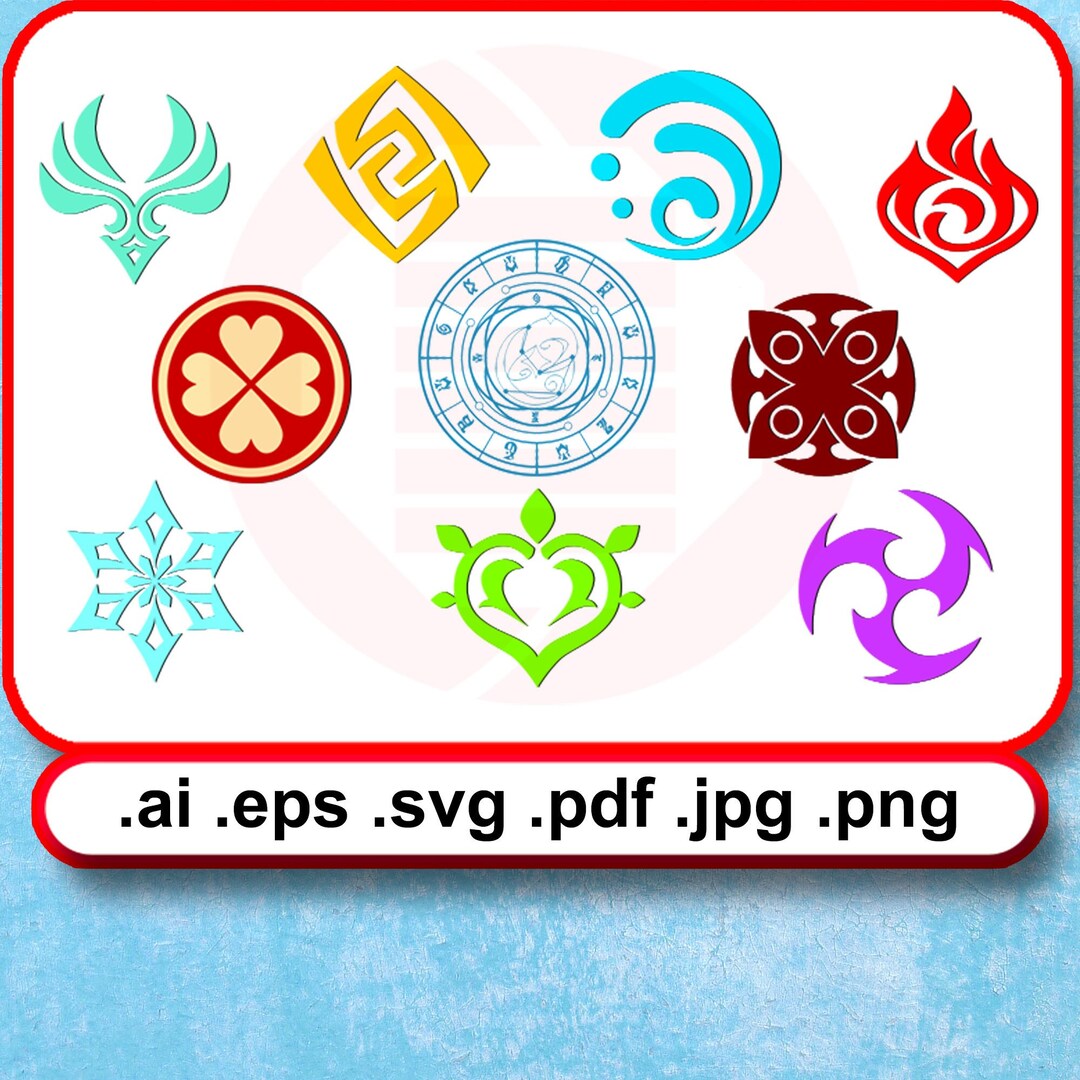 Genshin SVG Clipart Cut Files Diy Costume Element Icons Printable ...