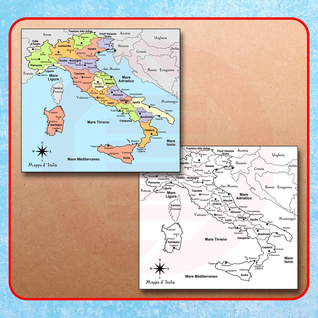 Printable Italy Map Travel Plans Italian English School Supplies ...