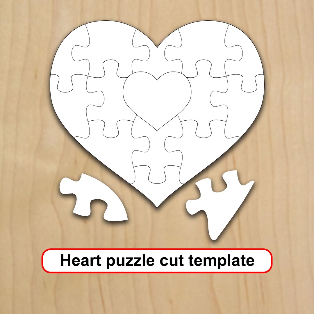 Blank Heart Puzzle SVG Template Cricut Cut File Couple Wedding ...