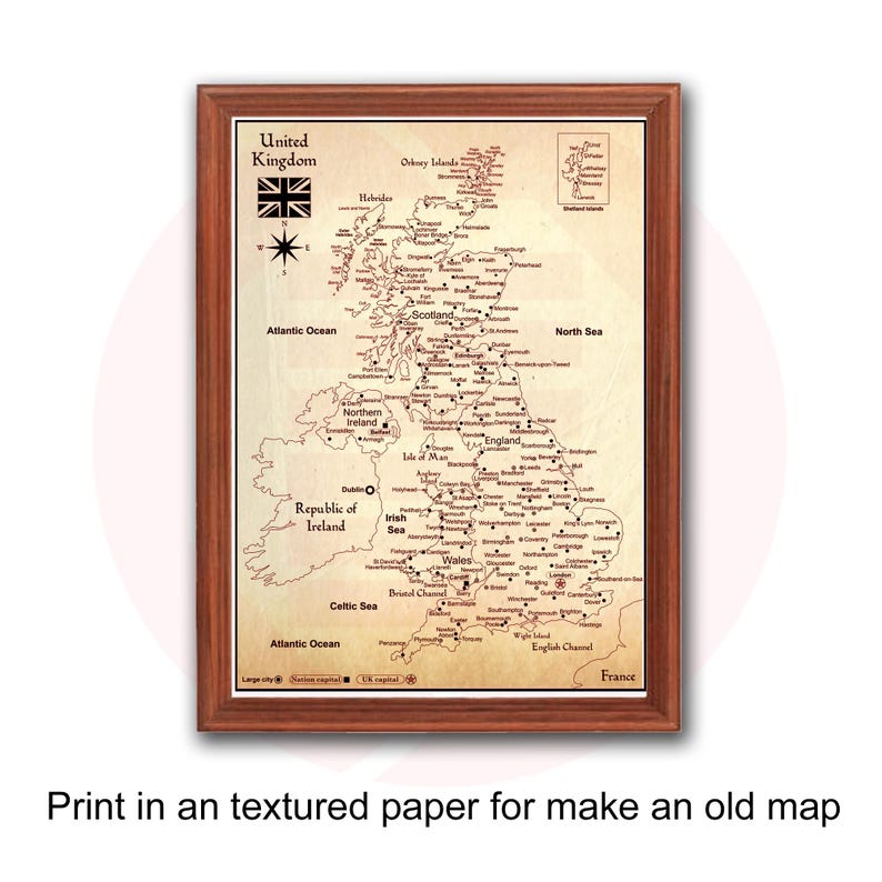 Printable United Kingdom UK Political Map Wall Art UK Travel Plans ...