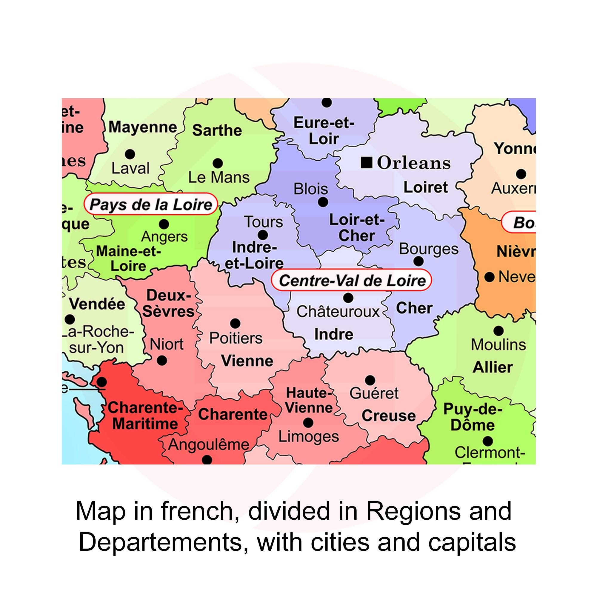 France Political Map Print French Map JPG School Travel Plans Digital ...