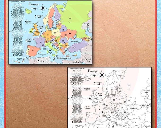 European Map of Countries | Europe Stretch | Western Eastern | Bundle ...