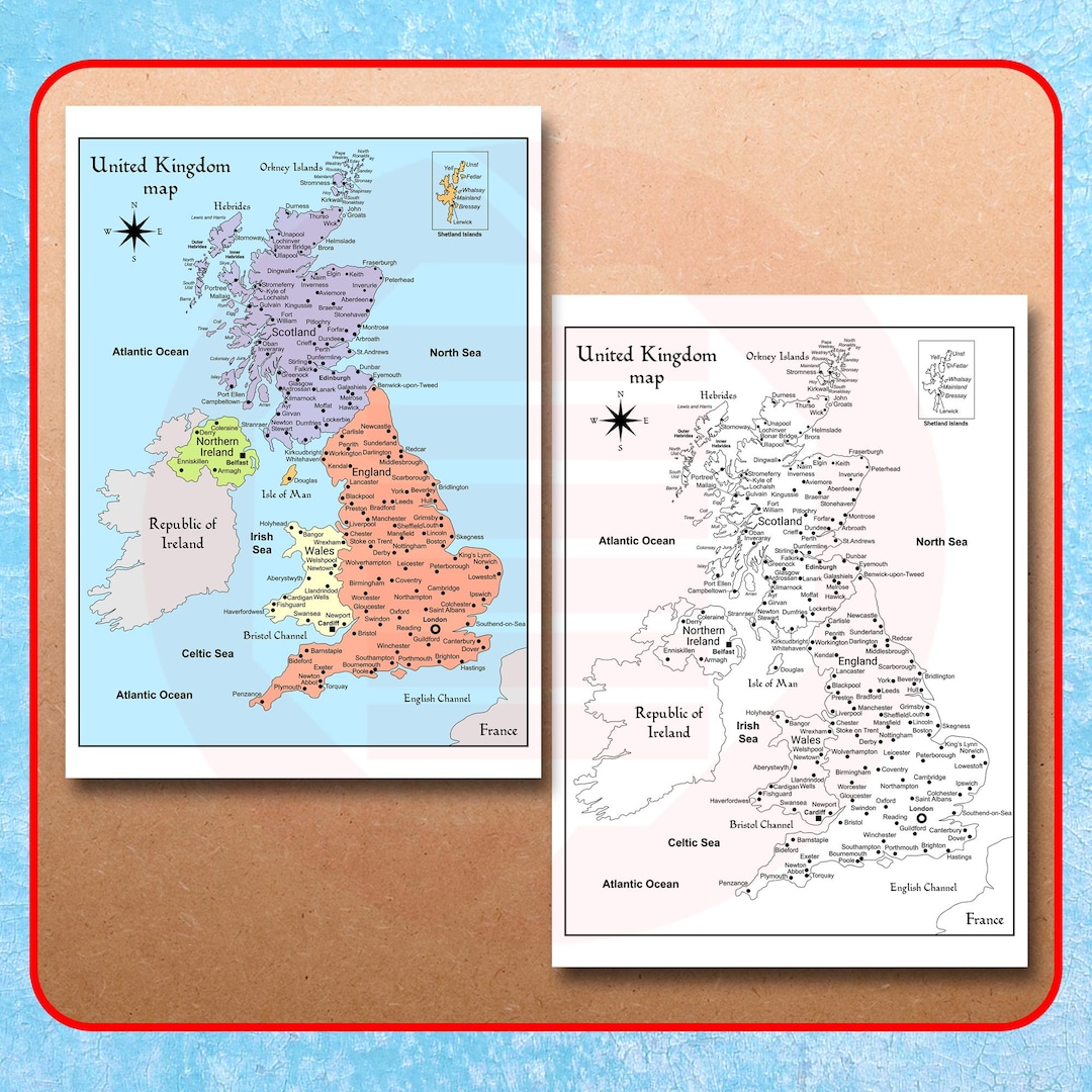 Printable United Kingdom Map Great Britain UK Political Map Travel ...