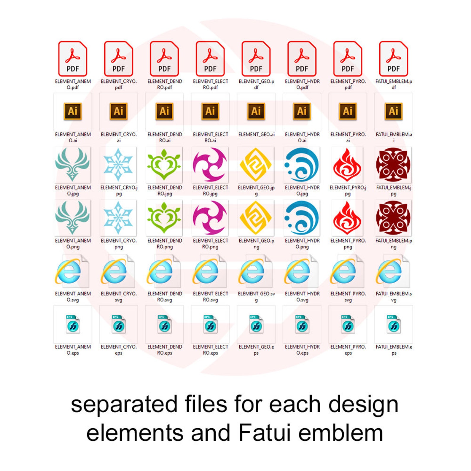 Genshin Element Symbols SVG Vector Printable Cut File Carnival - Etsy