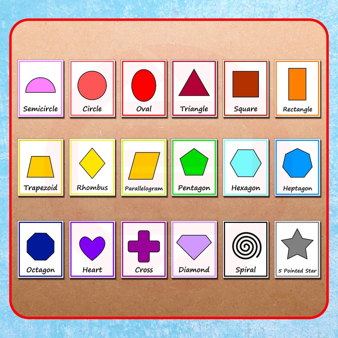 Printable 18 Geometry Shapes Flashcards Geometric Cards for Kid ...