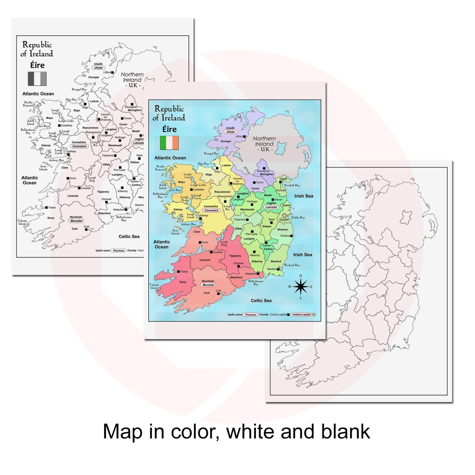Ireland Political Map Wall Art Print Irish Travel Plans School Study ...