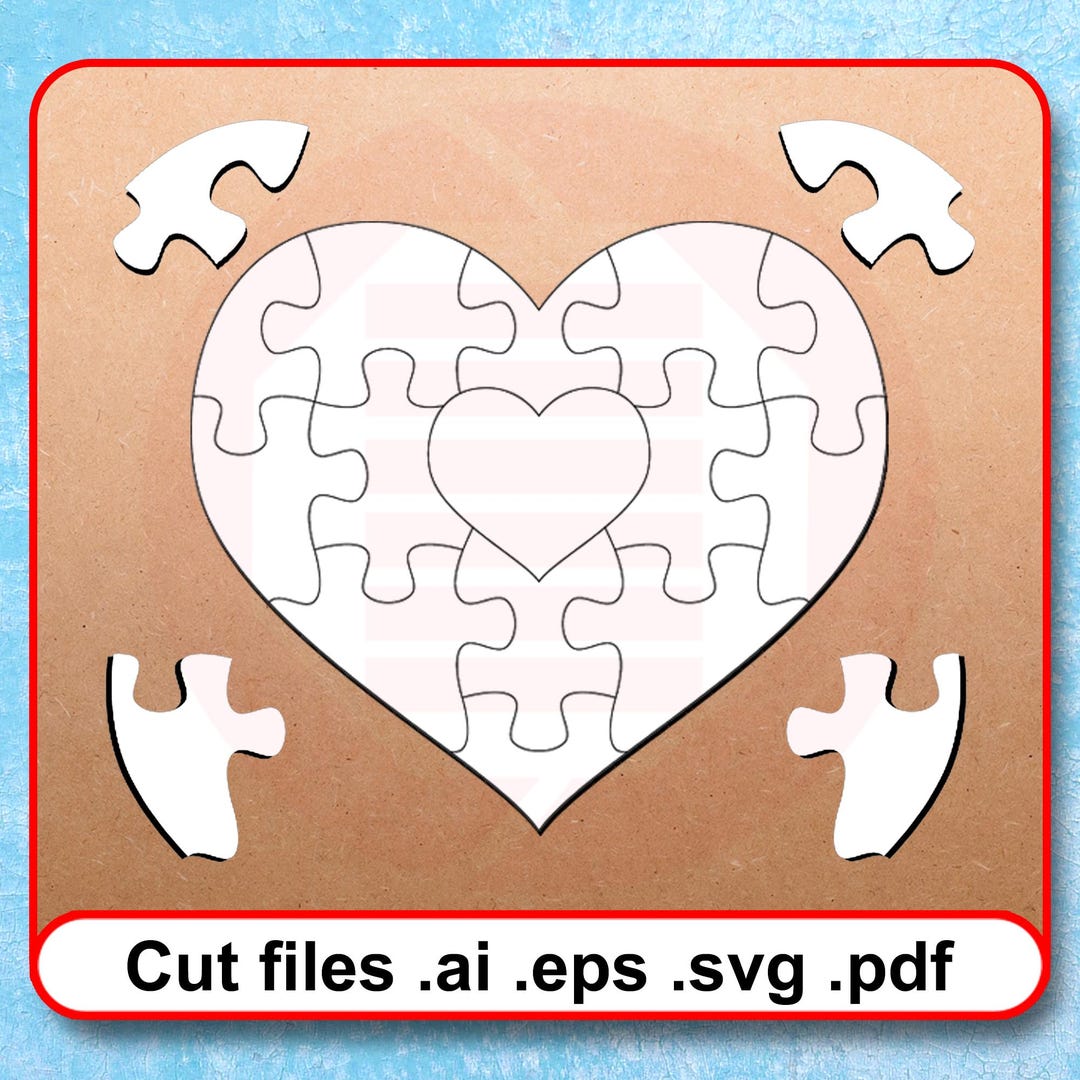 Blank Heart Puzzle SVG Cricut Cut File Birthday Anniversary Couple Gift ...