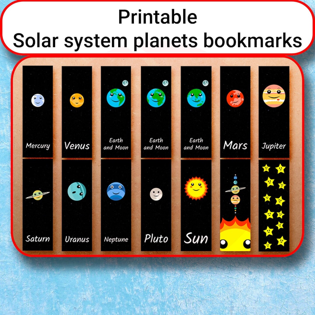 Printable Bookmarks Solar System Planets Space Bookmarks Digital ...