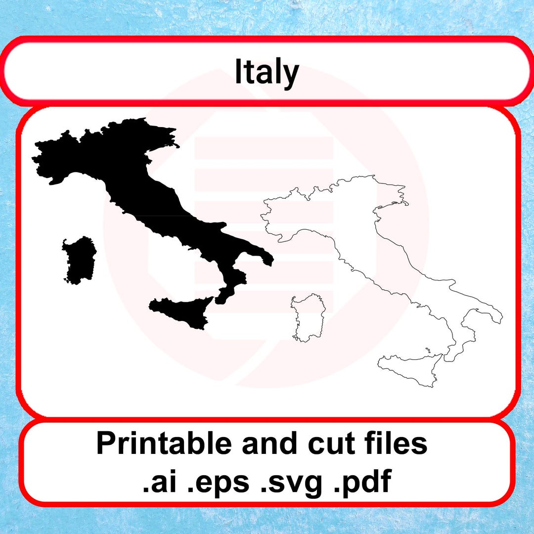 Printable Italy Map SVG Cut Files Italia Map Home Decor Room Decor Wall ...