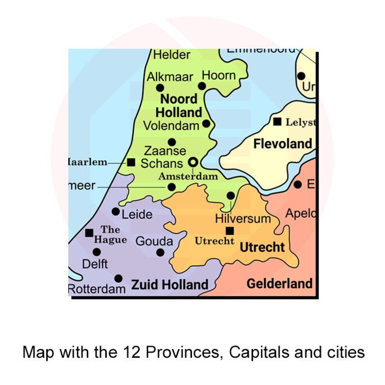 Printable Netherlands Political Map Travel Plans School Study Digital ...