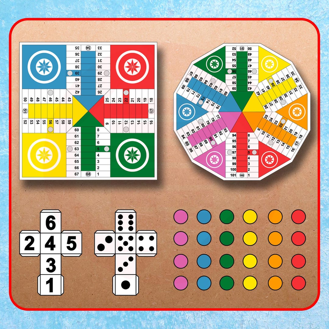 Printable Parcheesi Board Game Template SVG Parcheesi Clipart Digital ...