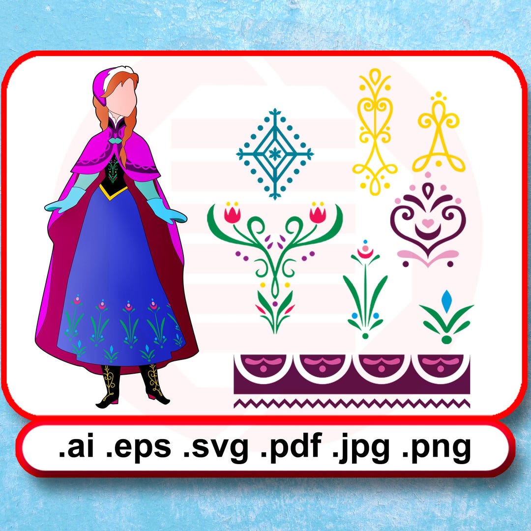 Frozen SVG Anna Dress Costume Cut Files Template Princess Bodice Skirt ...