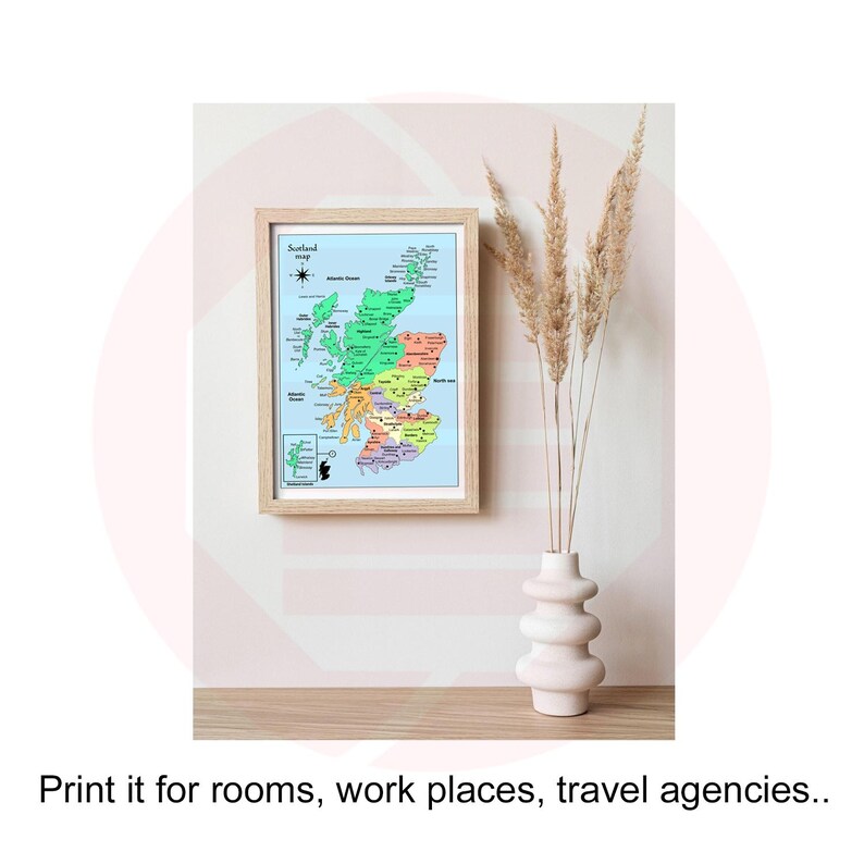 Printable Scotland Areas Map Travel Plans Vacation Map Digital Download - Etsy