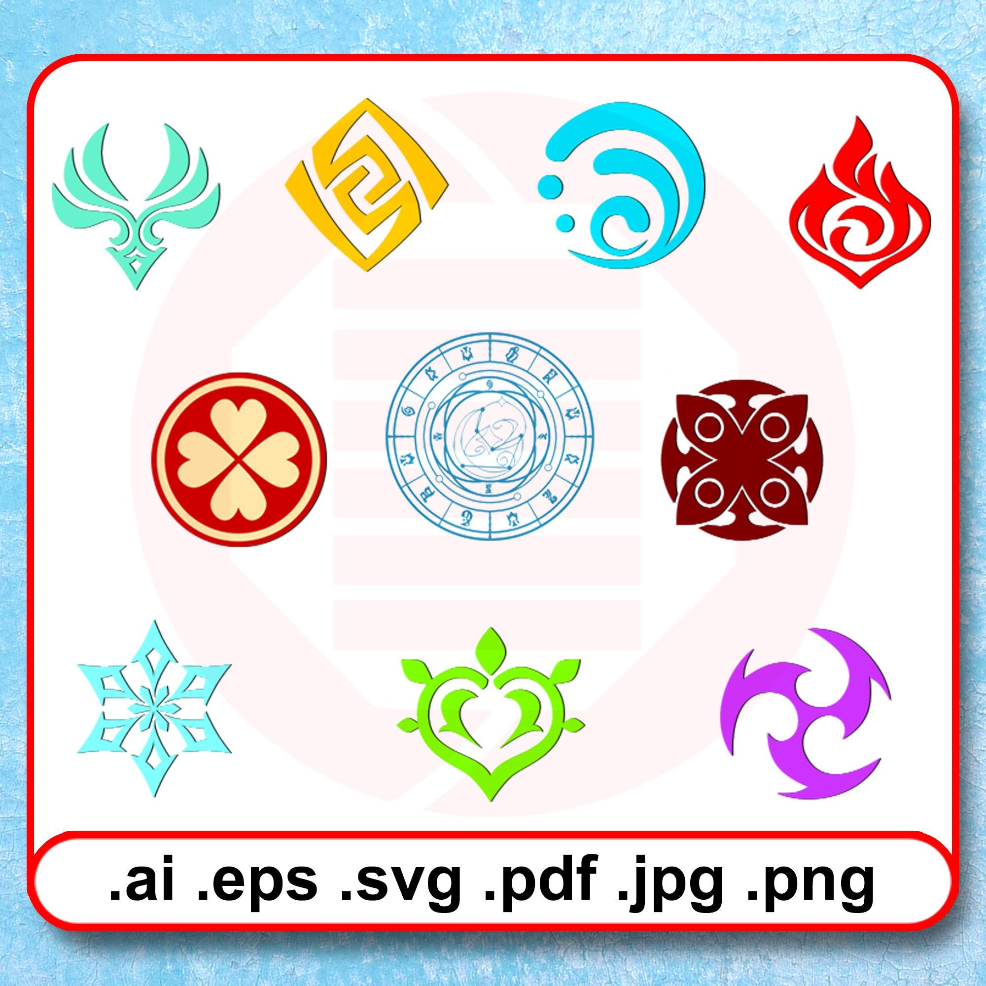Genshin Elements SVG Cut Files Vision Symbols Mona Circle Clipart ...