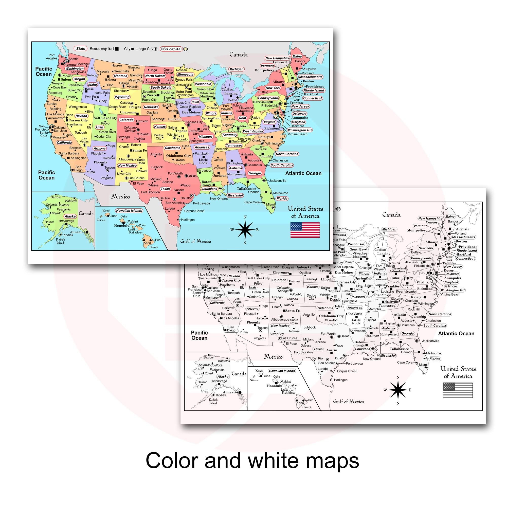 Printable USA Map United States of America Political Map Print Travel ...