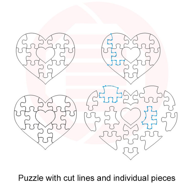 Blank Heart Puzzle SVG Cricut Cut Files Couple Wedding Gift Digital ...