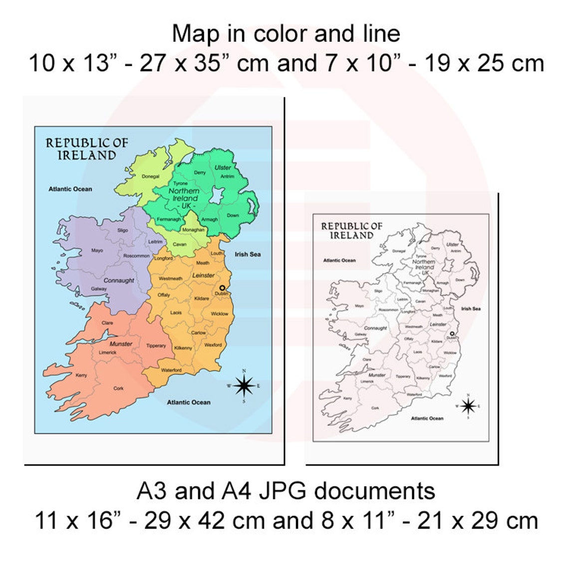 Printable Republic of Ireland Map Printable Home Decor Room - Etsy
