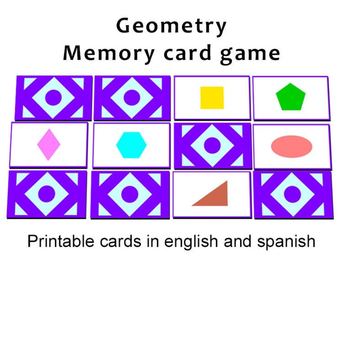 Printable Memory Game Clipart Montessori Geometry Memory Game | Etsy ...