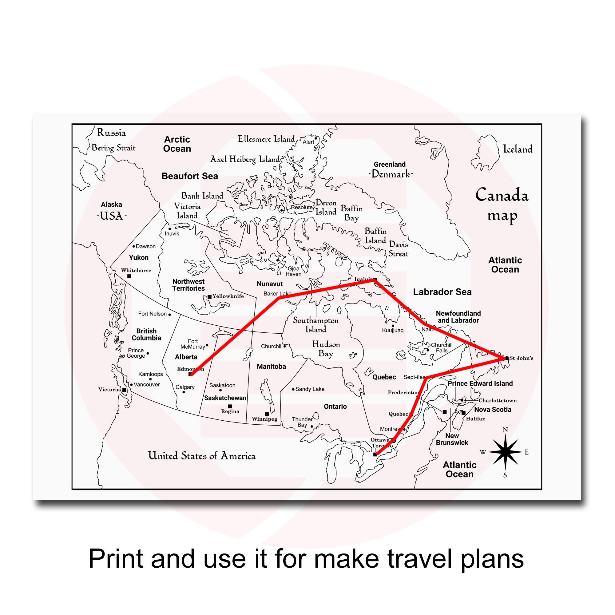 Mapa Político De Canadá Para Imprimir