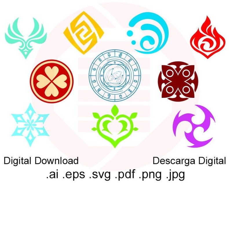 Genshin Element Symbols SVG Cut File Vector Printable Vision - Etsy ...
