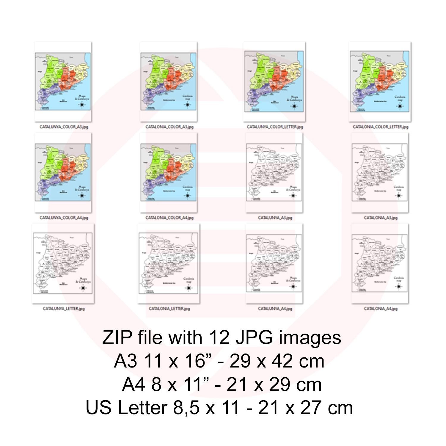 Printable Spain Catalonia Political Map Travel Plans Vacation Map ...