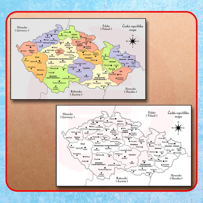 Printable Czech Republic Political Map Travel Plans School Study ...