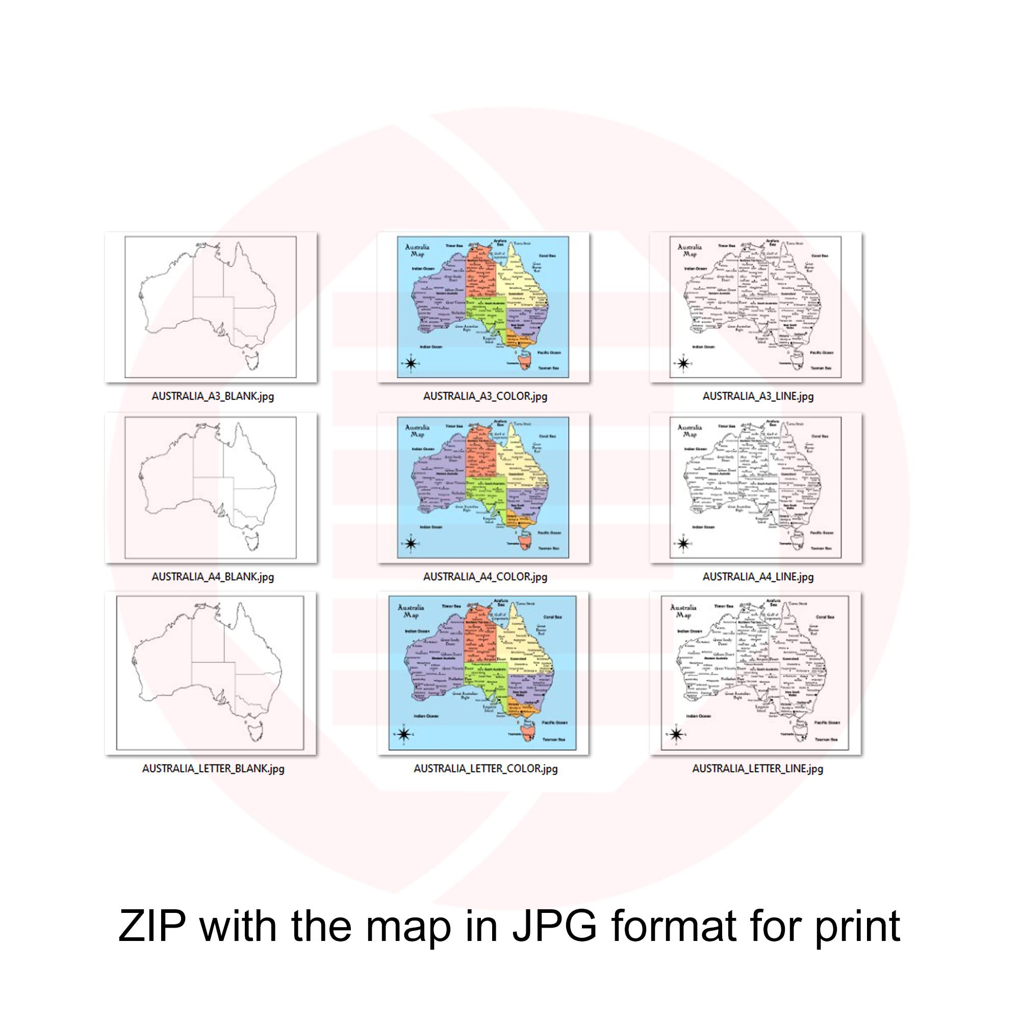 Printable Australia Political Map Travel Plans Map School Study Digital ...