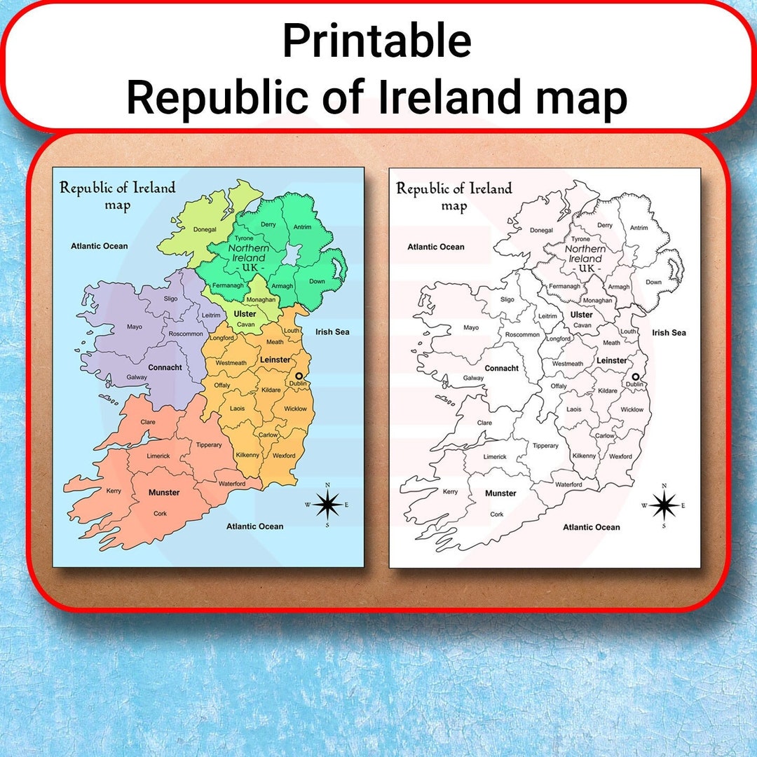 Printable Republic of Ireland Map Travel Map Ireland Travel Plans Home ...