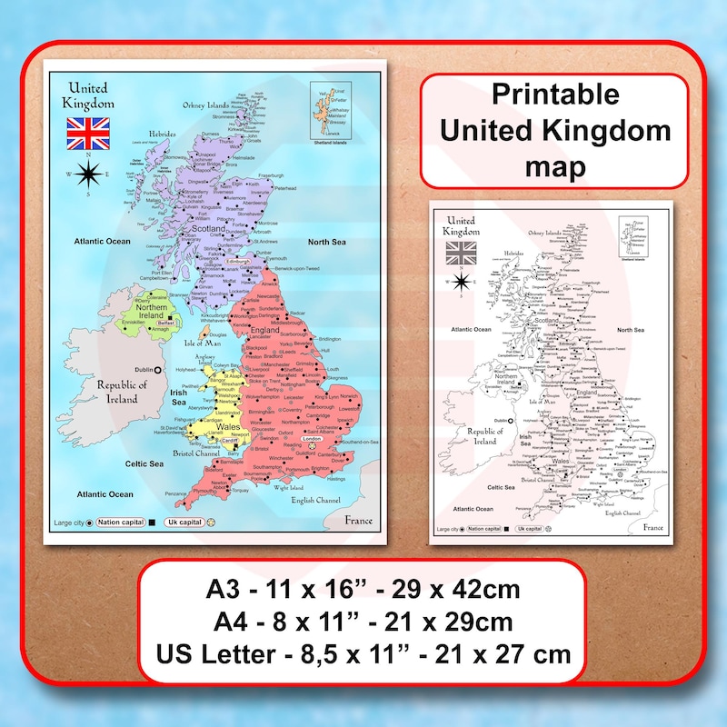 Map of England and Cities - Etsy