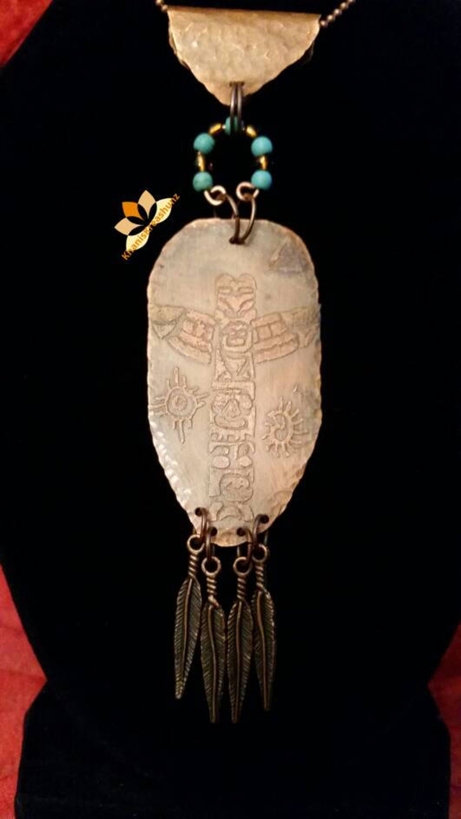 Native American Indian Style Copper Pendant Turquoise Beads - Etsy