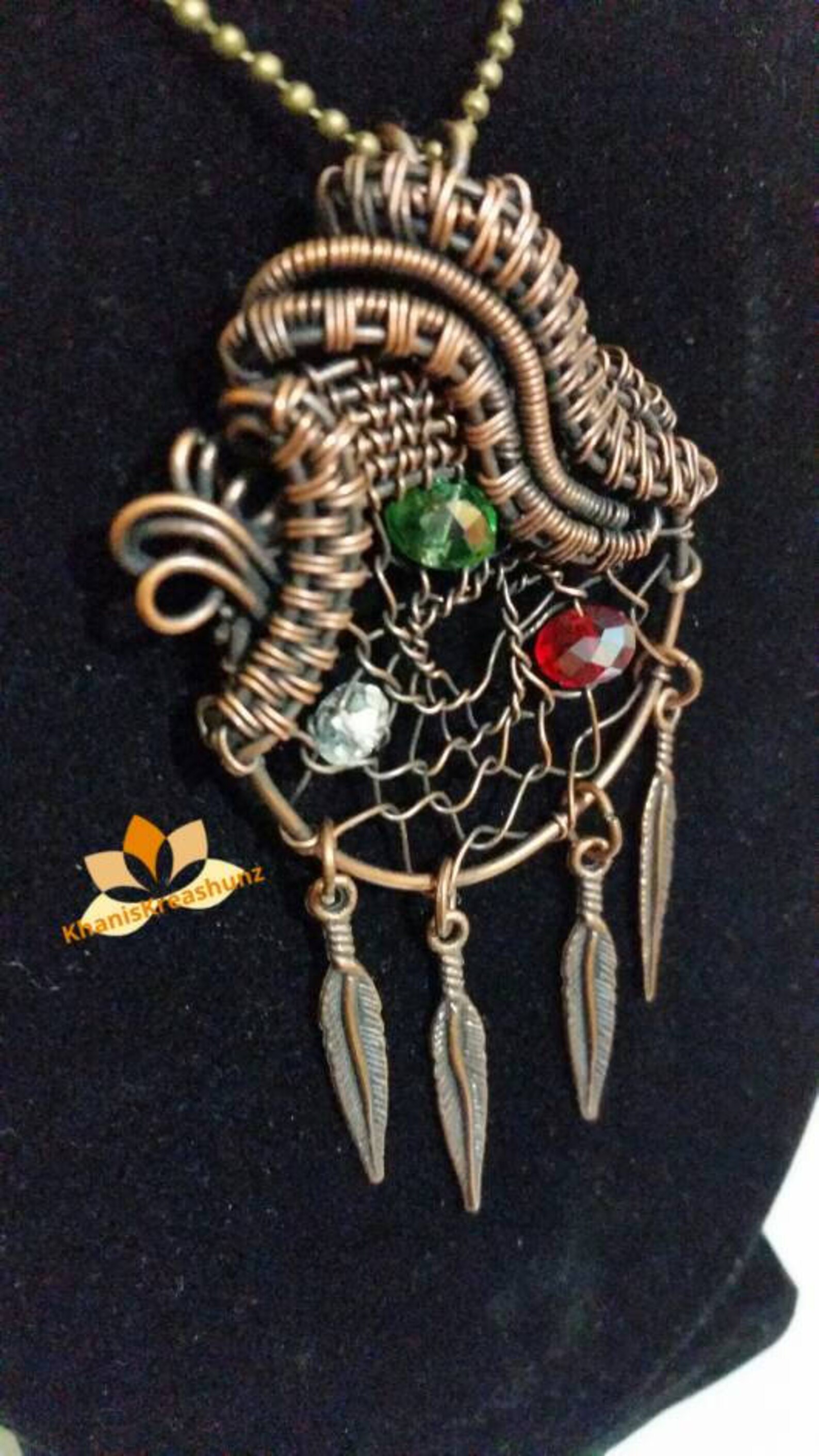 Copper Wired Dream Catcher Pendant - Etsy