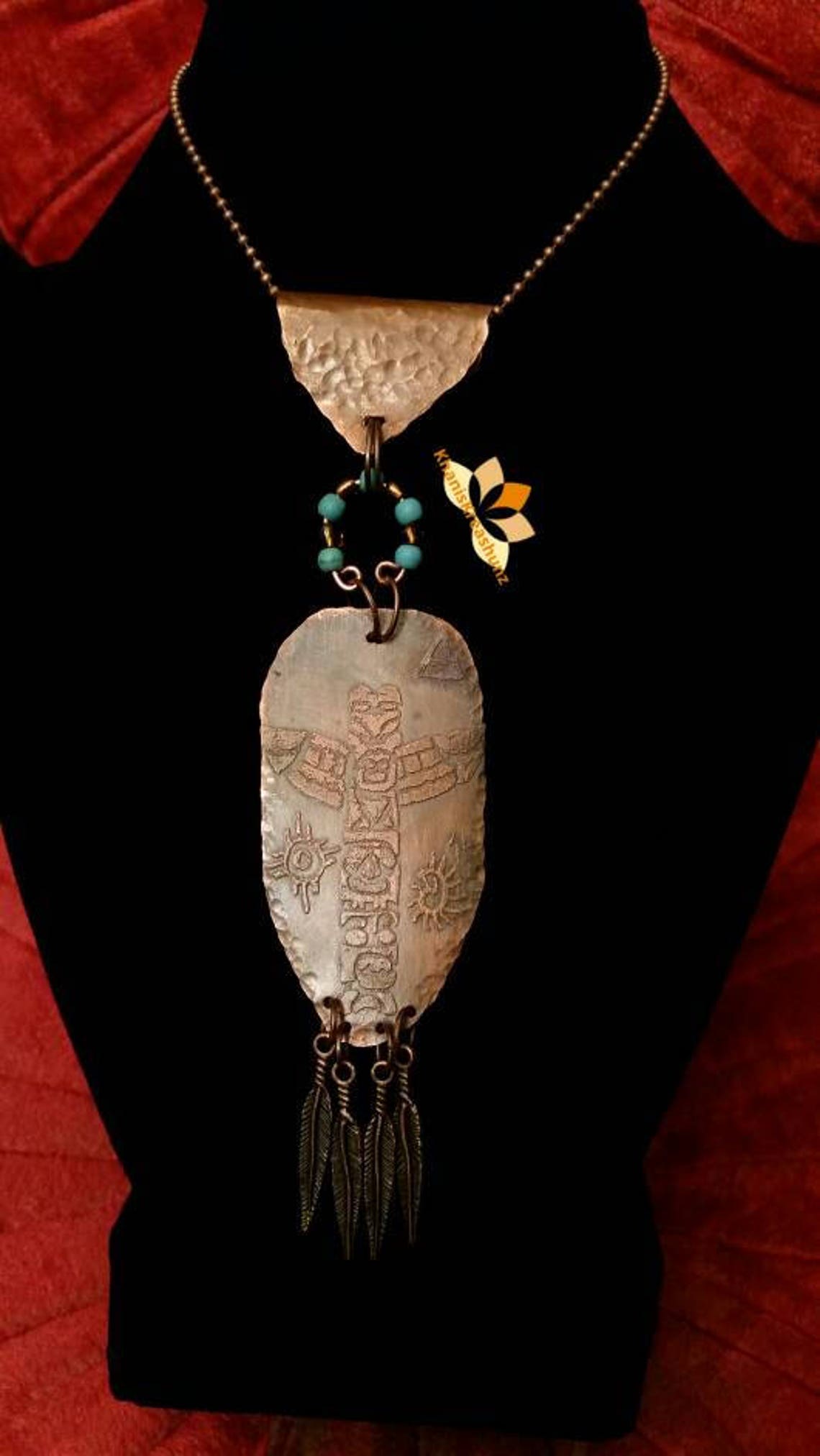 Native American Indian Style Copper Pendant Turquoise Beads - Etsy