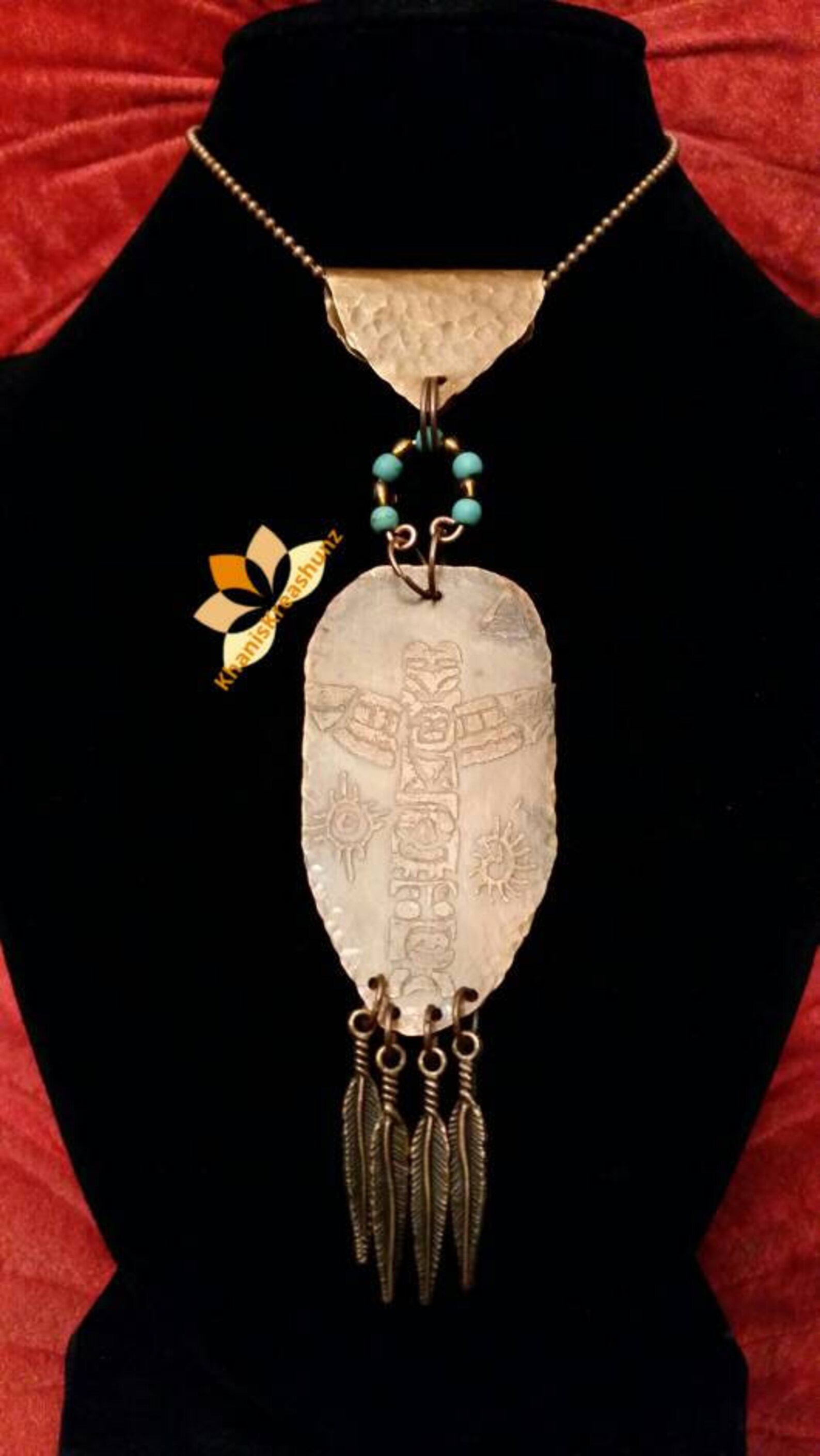 Native American Indian Style Copper Pendant Turquoise Beads - Etsy