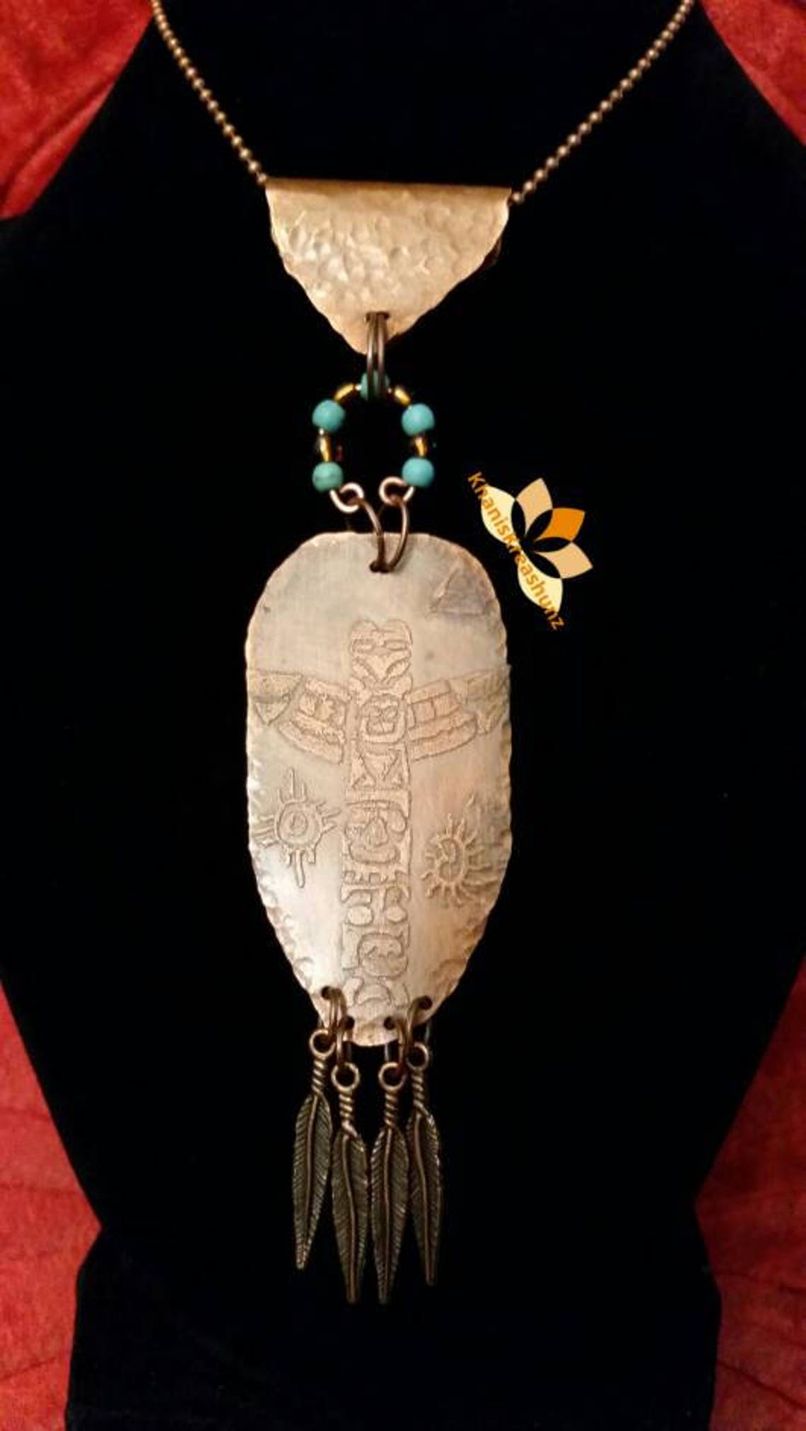 Native American Indian Style Copper Pendant Turquoise Beads - Etsy