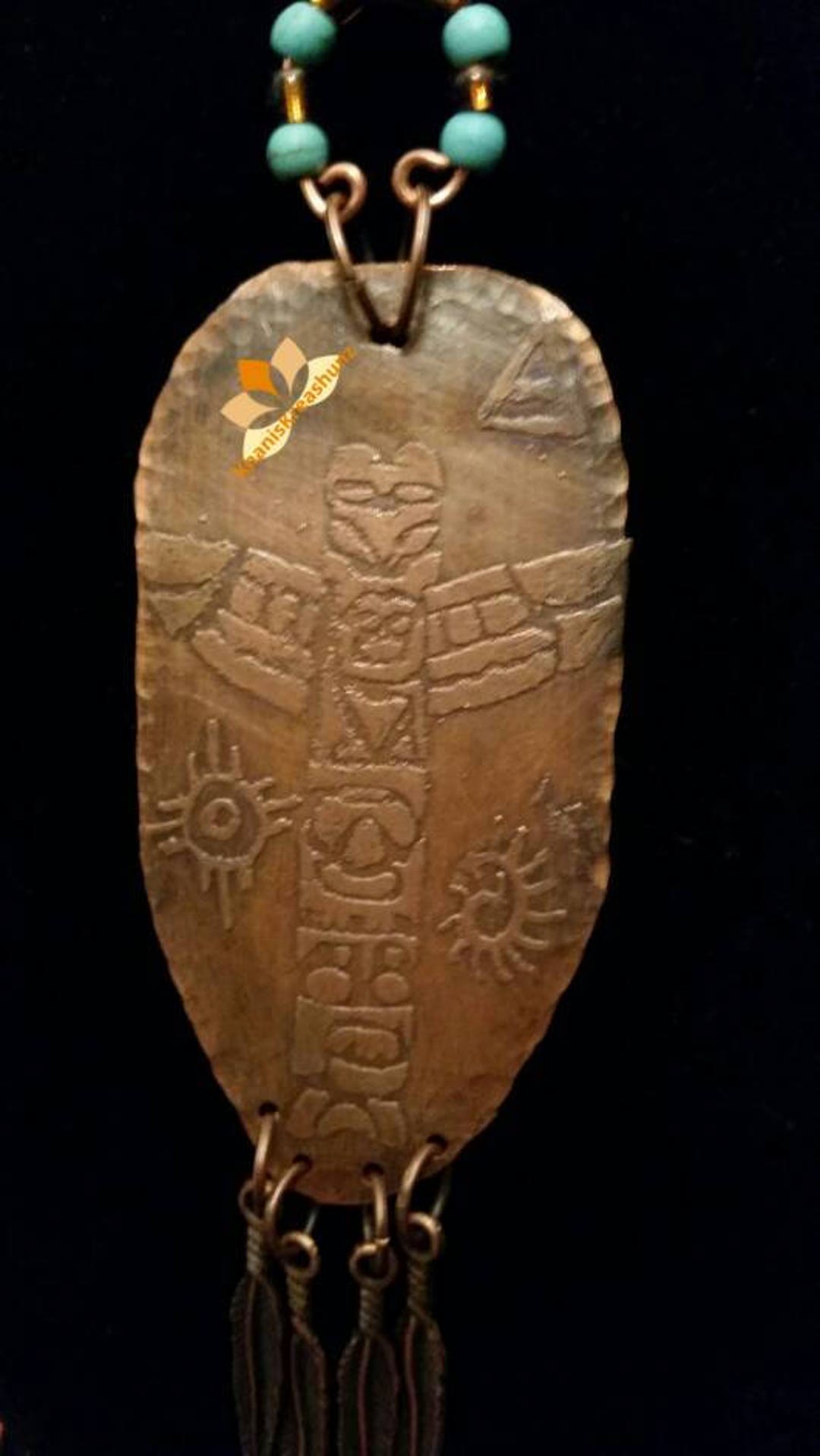 Native American Indian Style Copper Pendant Turquoise Beads - Etsy