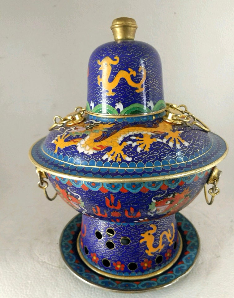 Chinese Vintage Cloisonne Copper Hot Pot / Art/ Decoration / | Etsy