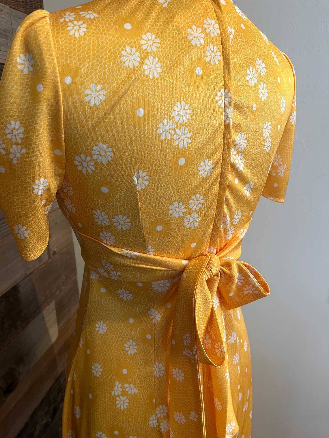 1970s Vintage Yellow Floral Maxi Dress Ricky Richards Summer Event ...