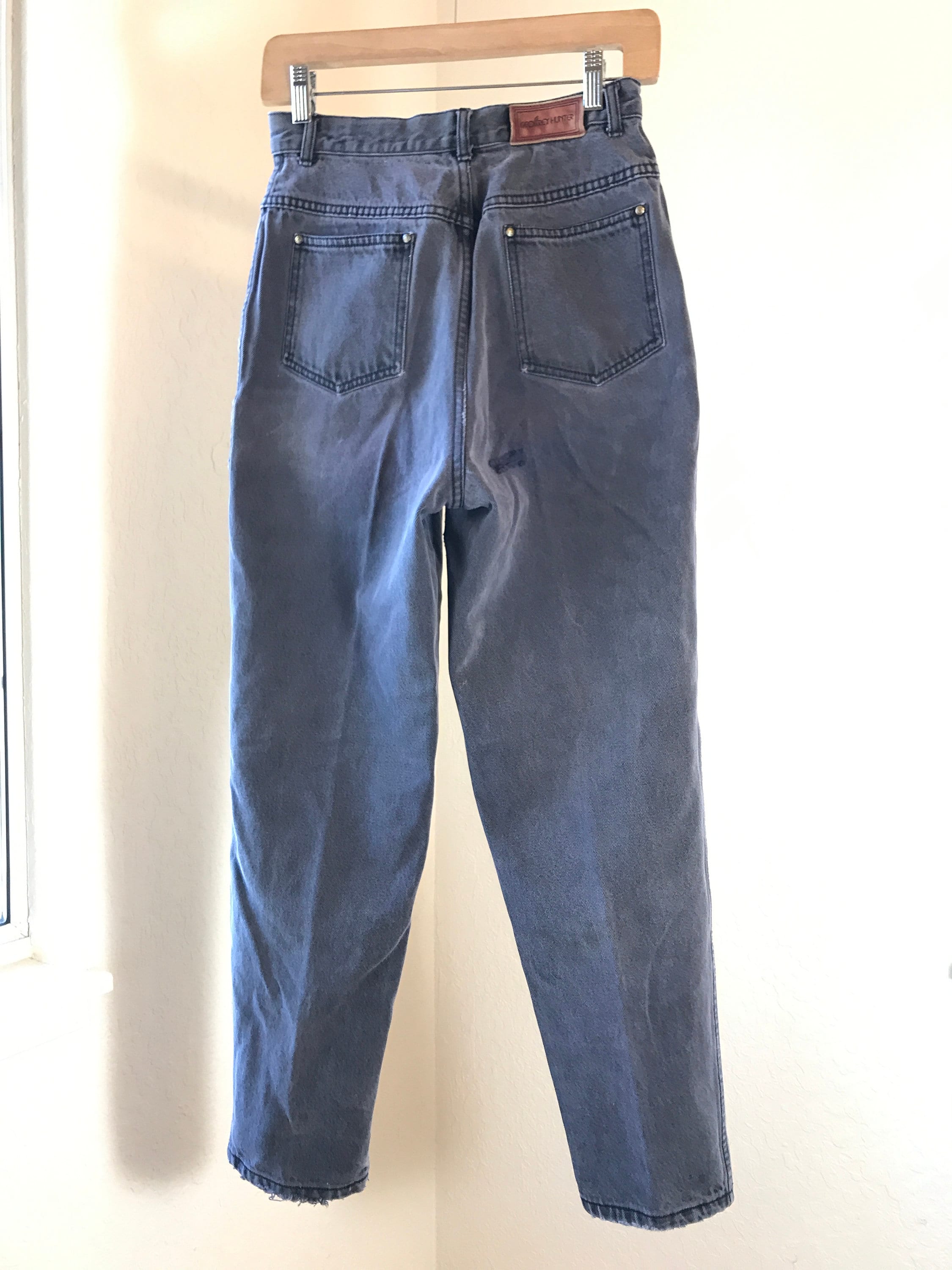 1980's High Waisted Denim Jeans | Faded Black Denim |thrashed Frayed ...